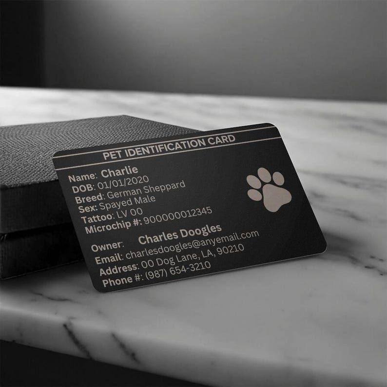 Personalized Pet Identification Card-custom Emergency Pet ID Engraved ...
