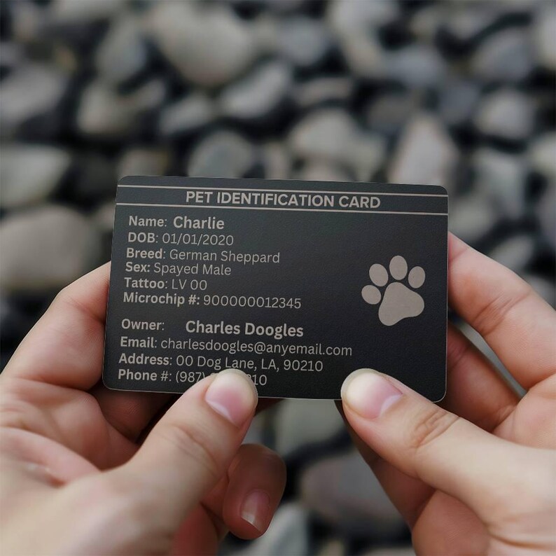 Personalized Pet Identification Card-custom Emergency Pet ID Engraved ...