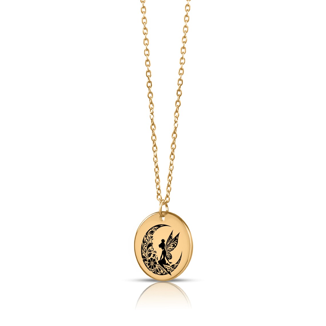 Moon Pixie Fairy on A Crescent Moon Engraved Personalized Medallion ...