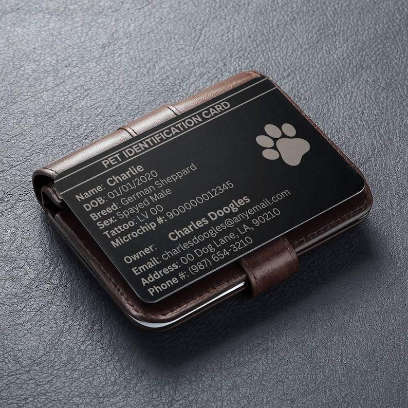 Personalized Pet Identification Card-custom Emergency Pet ID Engraved ...
