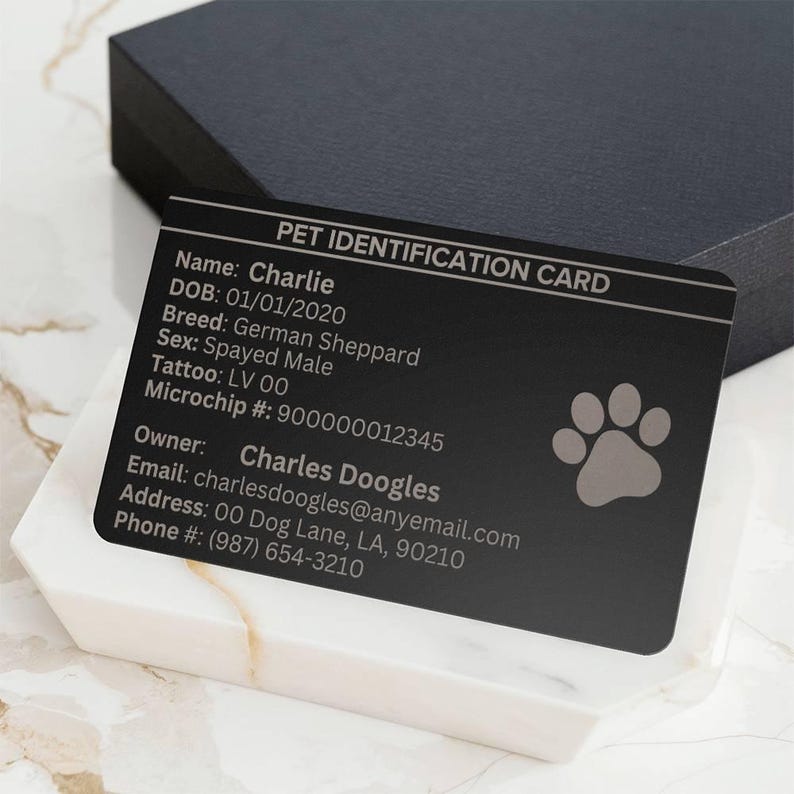 Personalized Pet Identification Card-custom Emergency Pet ID Engraved ...