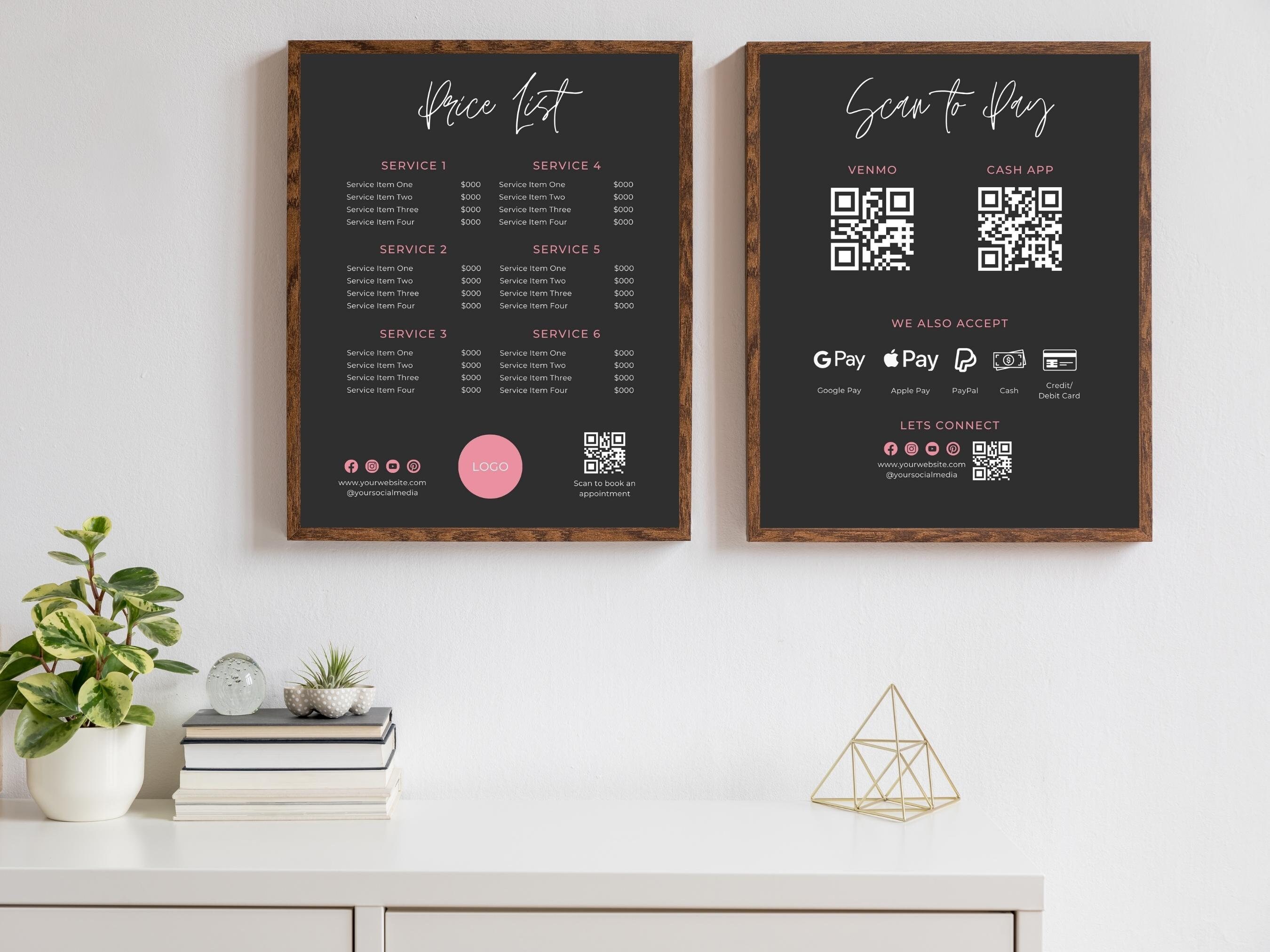 Price List Template Scan to Pay QR Code Sign Beauty Salon - Etsy