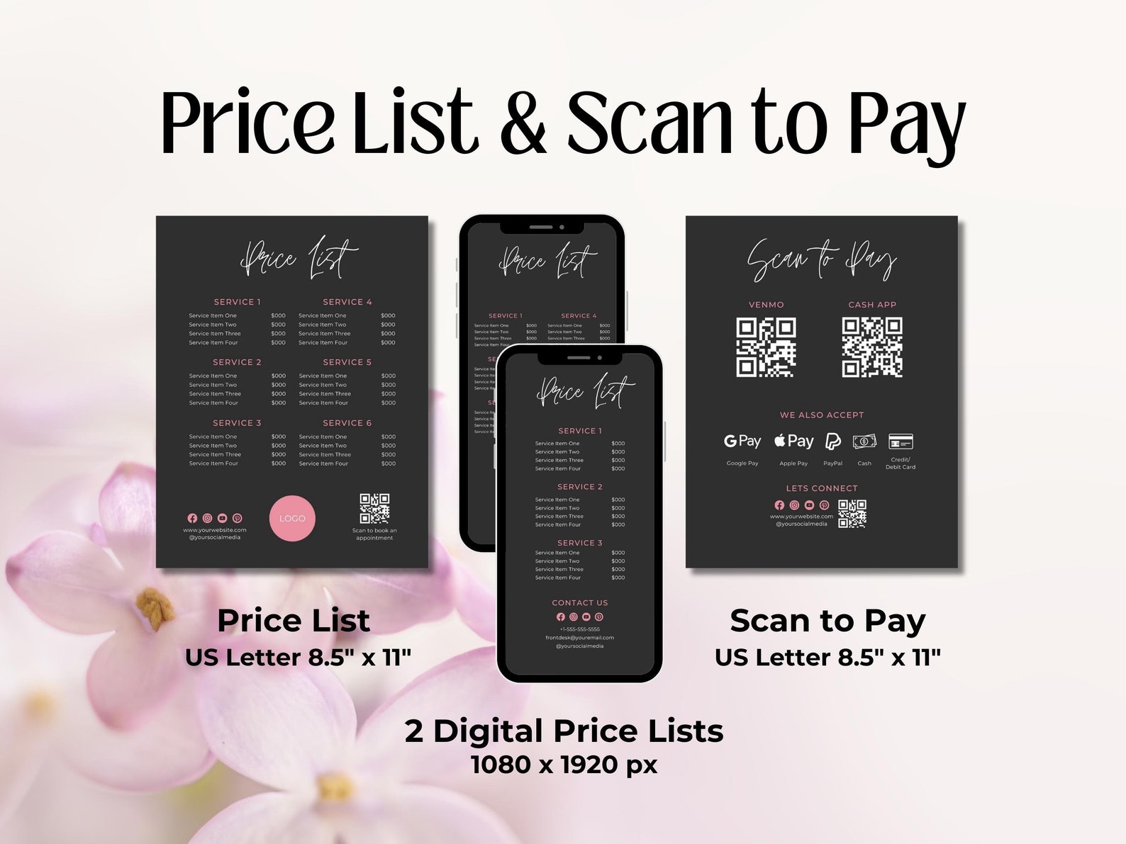 Price List Template, Scan to Pay, QR Code Sign, Beauty Salon Pricing ...