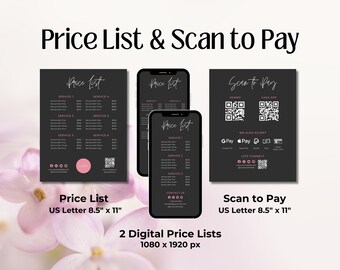 Price List Template & Scan to Pay Sign QR Code Sign Editable Price ...