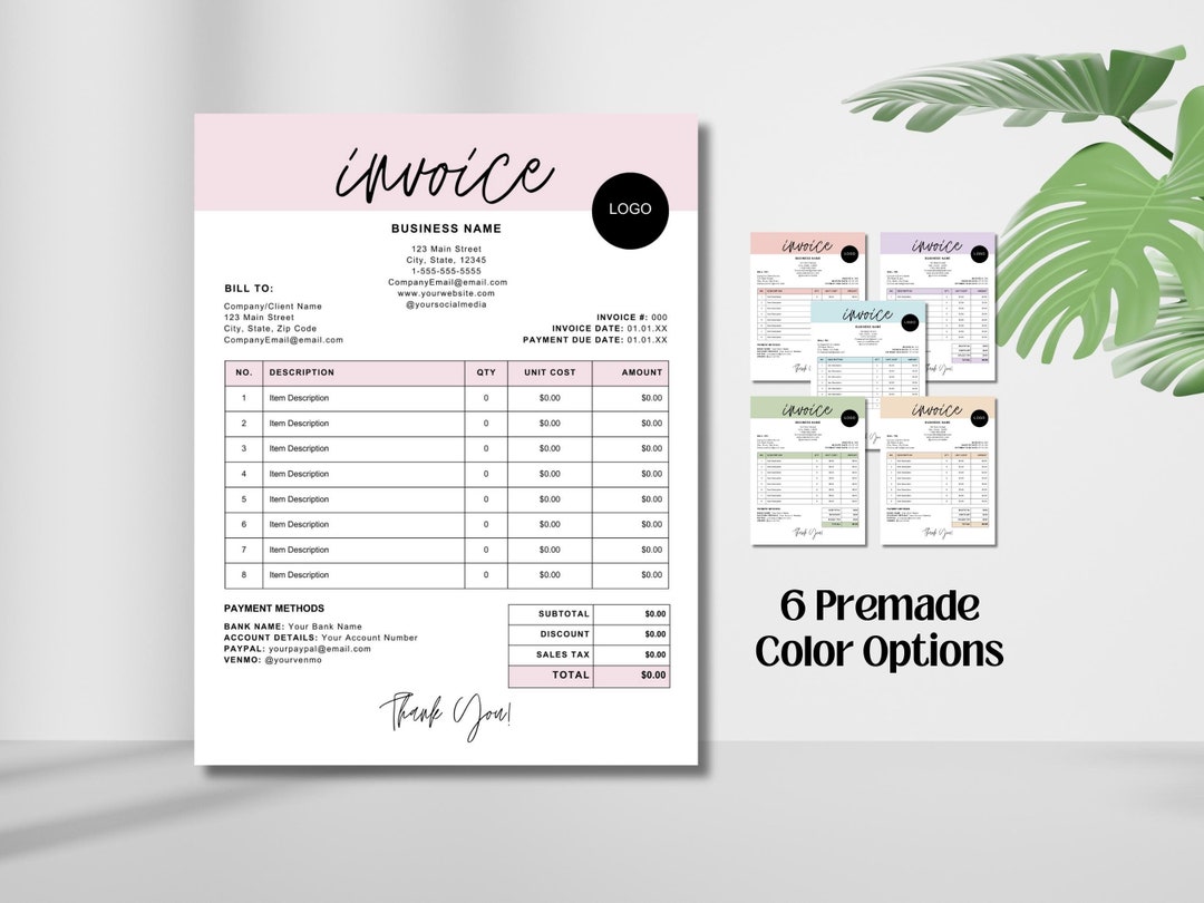 Invoice Template Download, Editable Printable, Receipt Template Order ...
