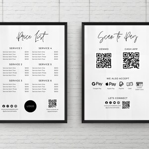Price List Template, QR Code Sign, Scan to Pay, Beauty Salon, Pricing Guide, Bundle, Price Sheet ...