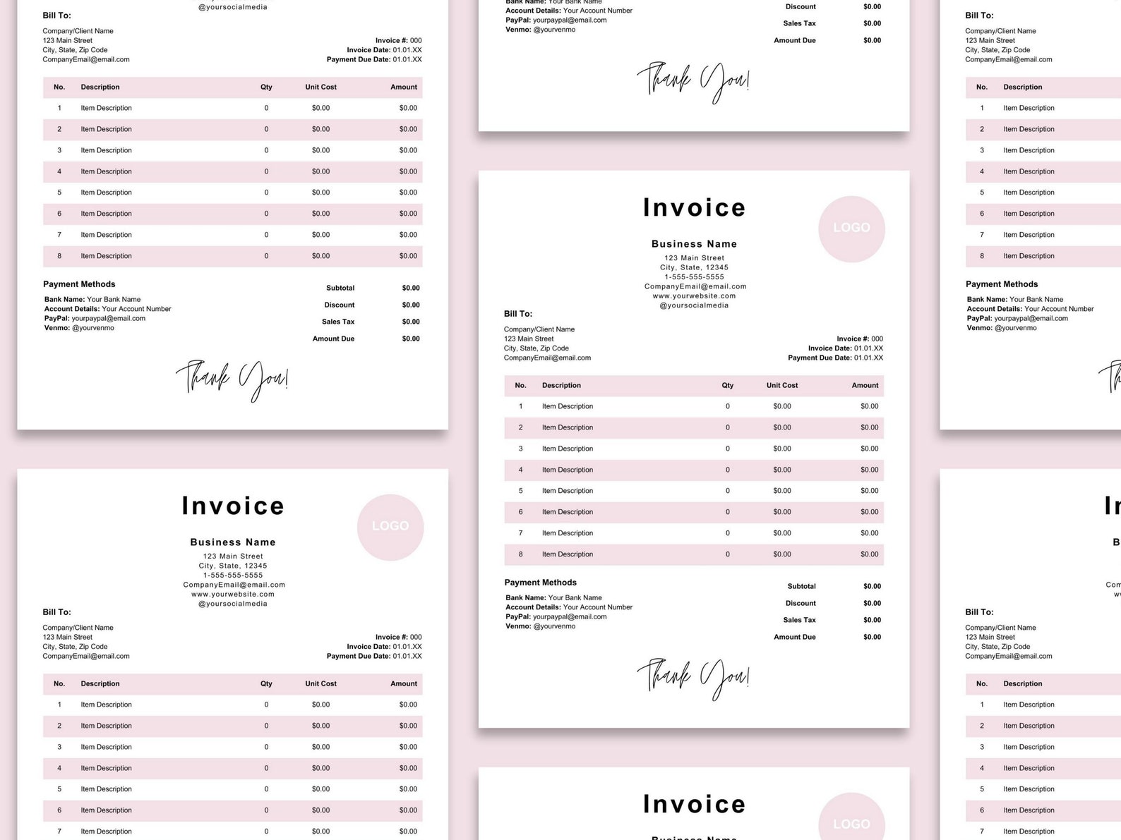 Invoice Template, Editable Printable, Small Business Order Form, Custom ...
