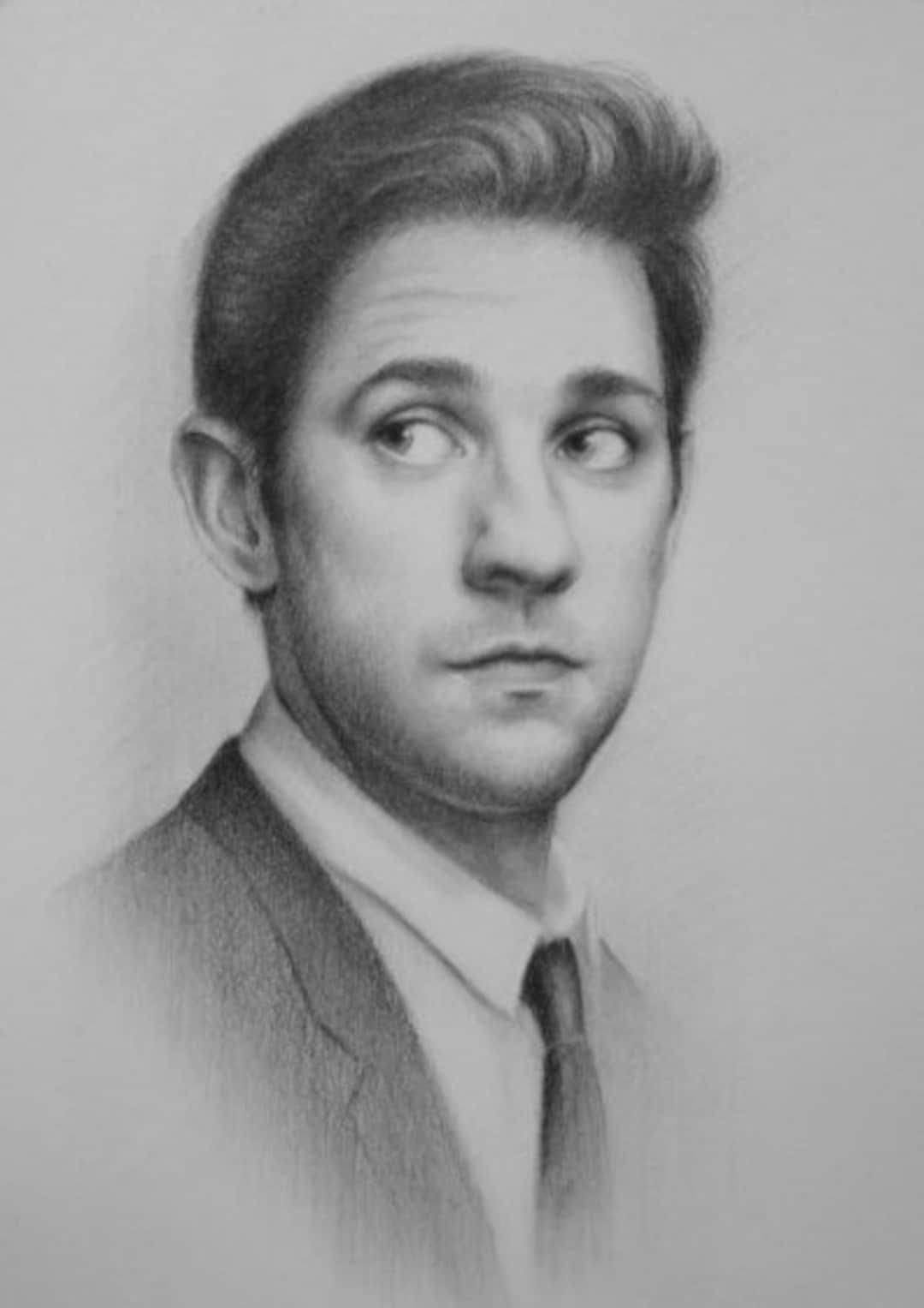 Original Pencil Drawing Print of the Office Jim Halpert John - Etsy