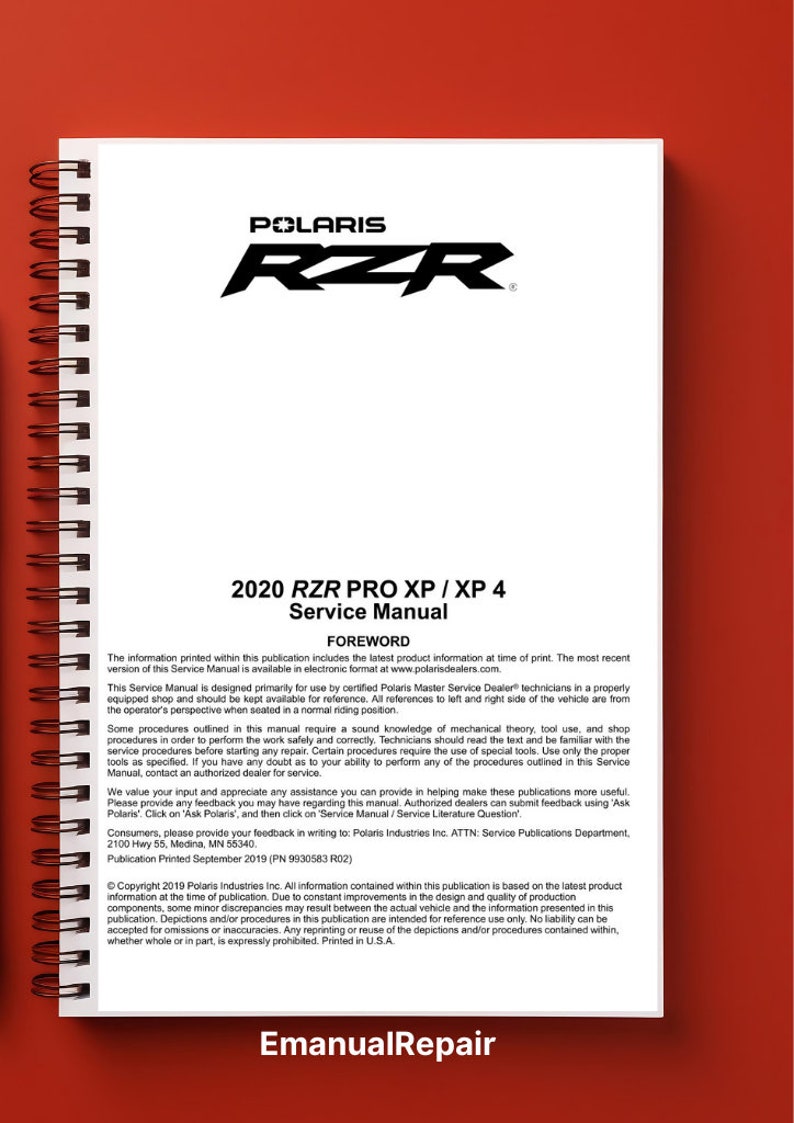 Polaris RZR PRO XP Utv Service Repair Maintenance Workshop Shop Manual ...