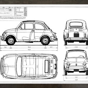 Fiat 500L 1957 Engineering Drawing Blueprint ARTWORK - Etsy