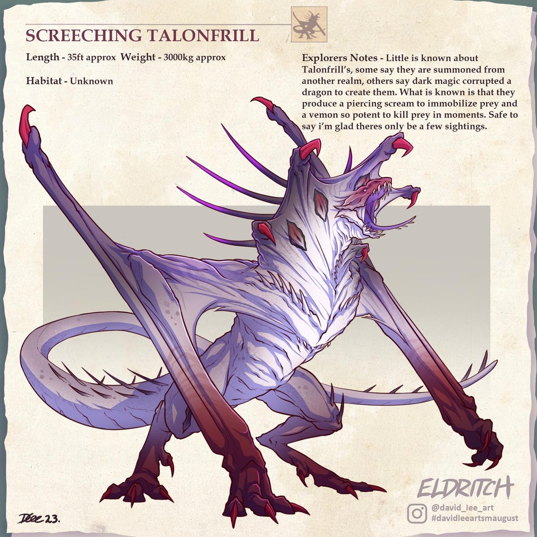 Screeching Talonfrill Dragon Abomination Abberation Creature Codex ...