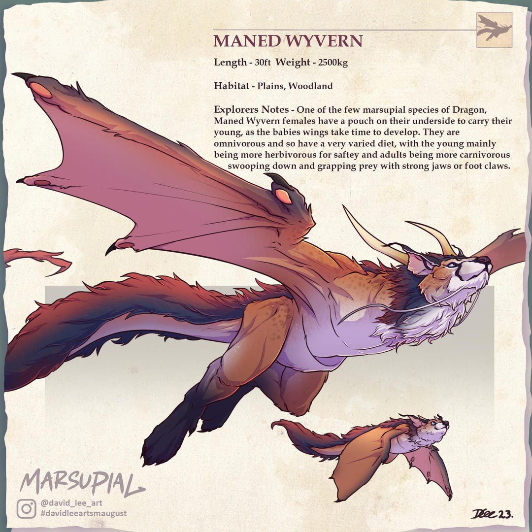 Maned Wyvern Dragon Wyvern Chimera Creature Codex Draconic Journals Dnd 5e Stats Included - Etsy