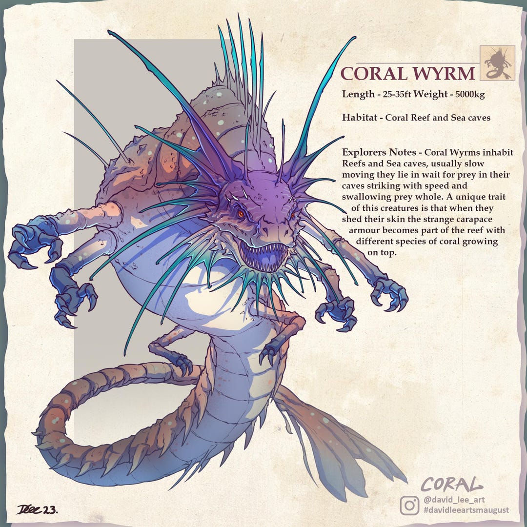 The Coral Wyrm Underwater Dragon Monstrosity Chimera Creature Codex ...