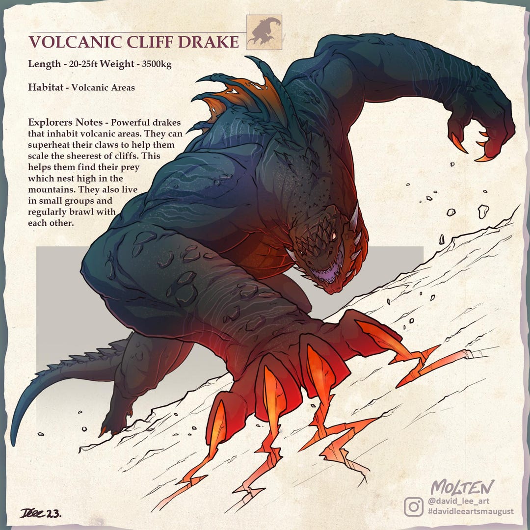 Volcanic Cliff Drake Gloom & Glory Dragon Wyvern Chimera Creature Codex ...