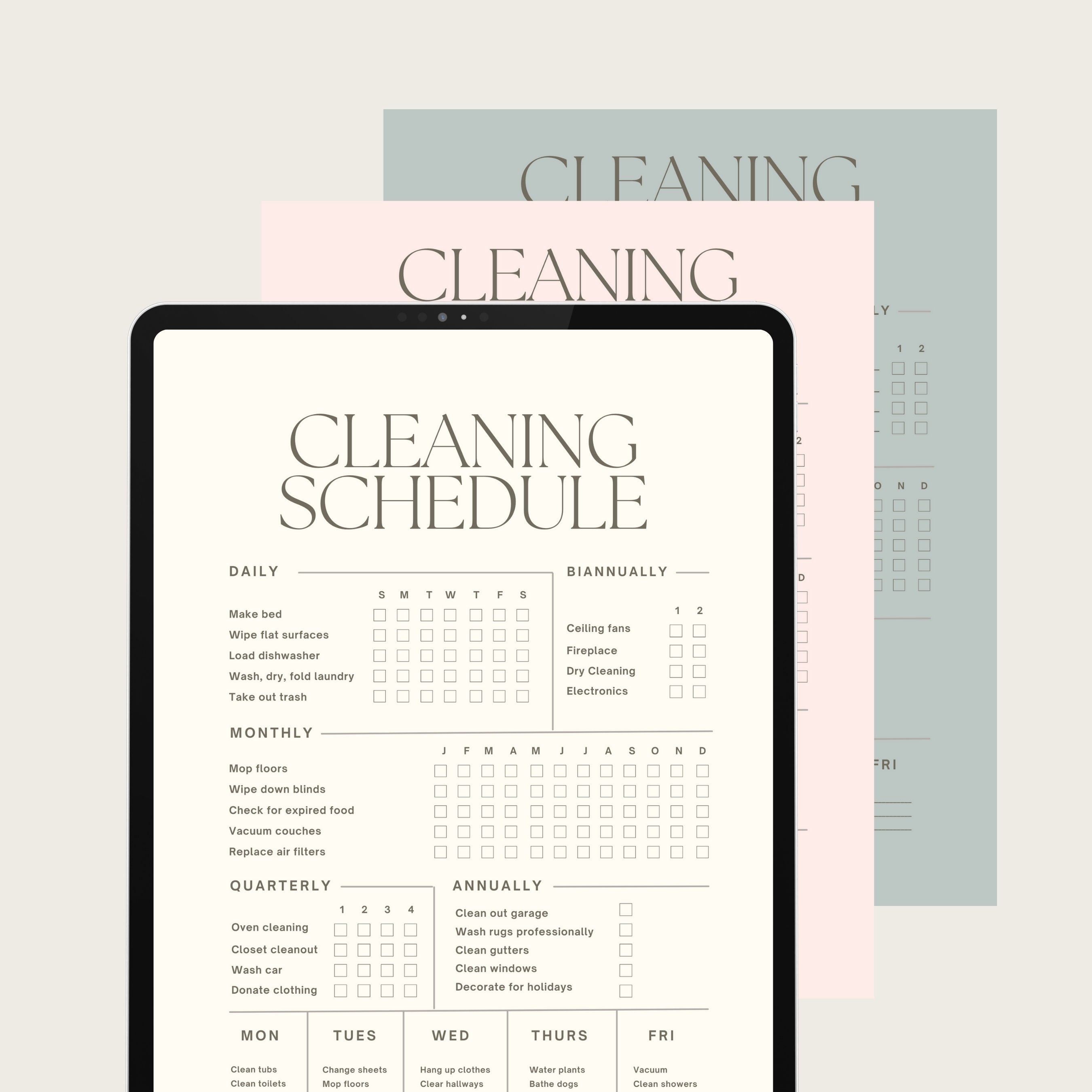 Cleaning Schedule - 6 Colors - Instant Download - Cleaning Checklist ...