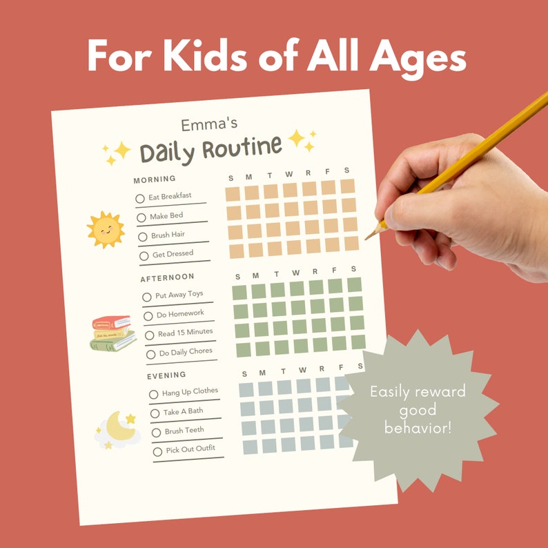Kids Daily Routine - Instant Download, Printable Kids Chart, Kids ...