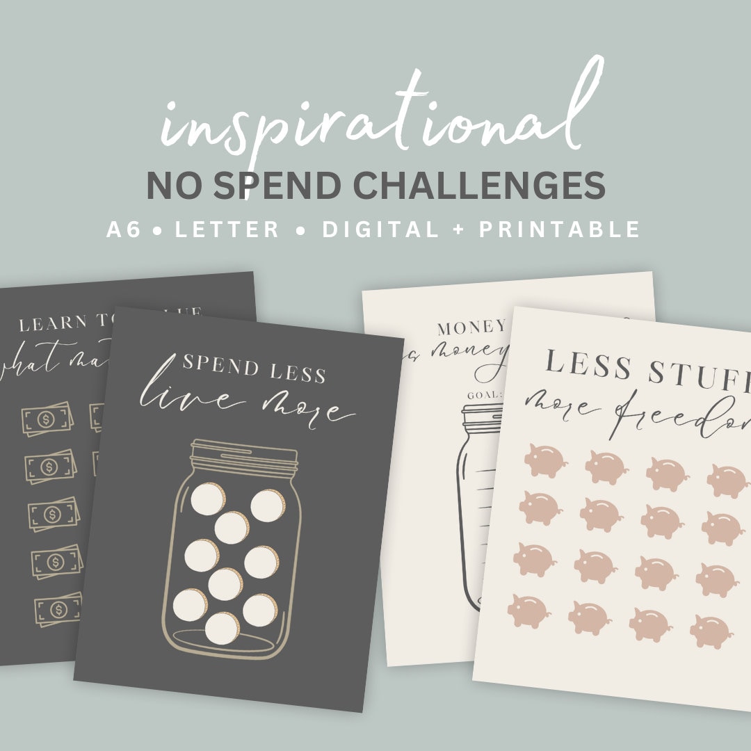 No Spend Challenges Bundle - Motivational Quote - Finance Planner ...