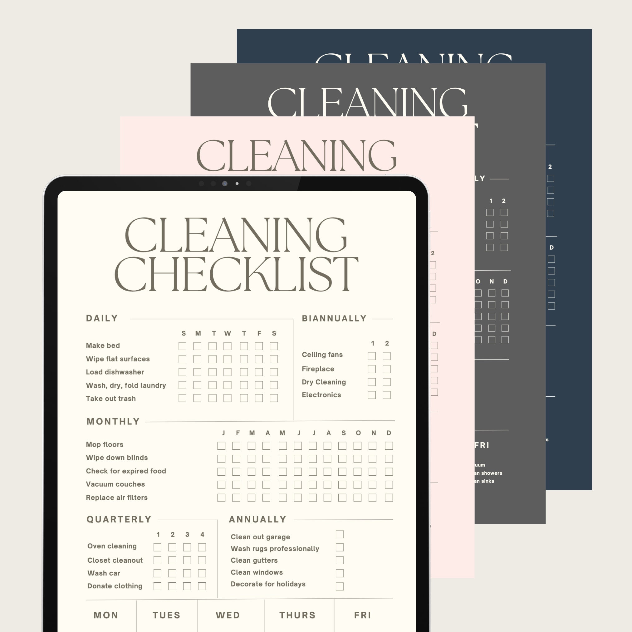 ULTIMATE Cleaning Checklist - 6 Colors - Canva Editable - Cleaning ...