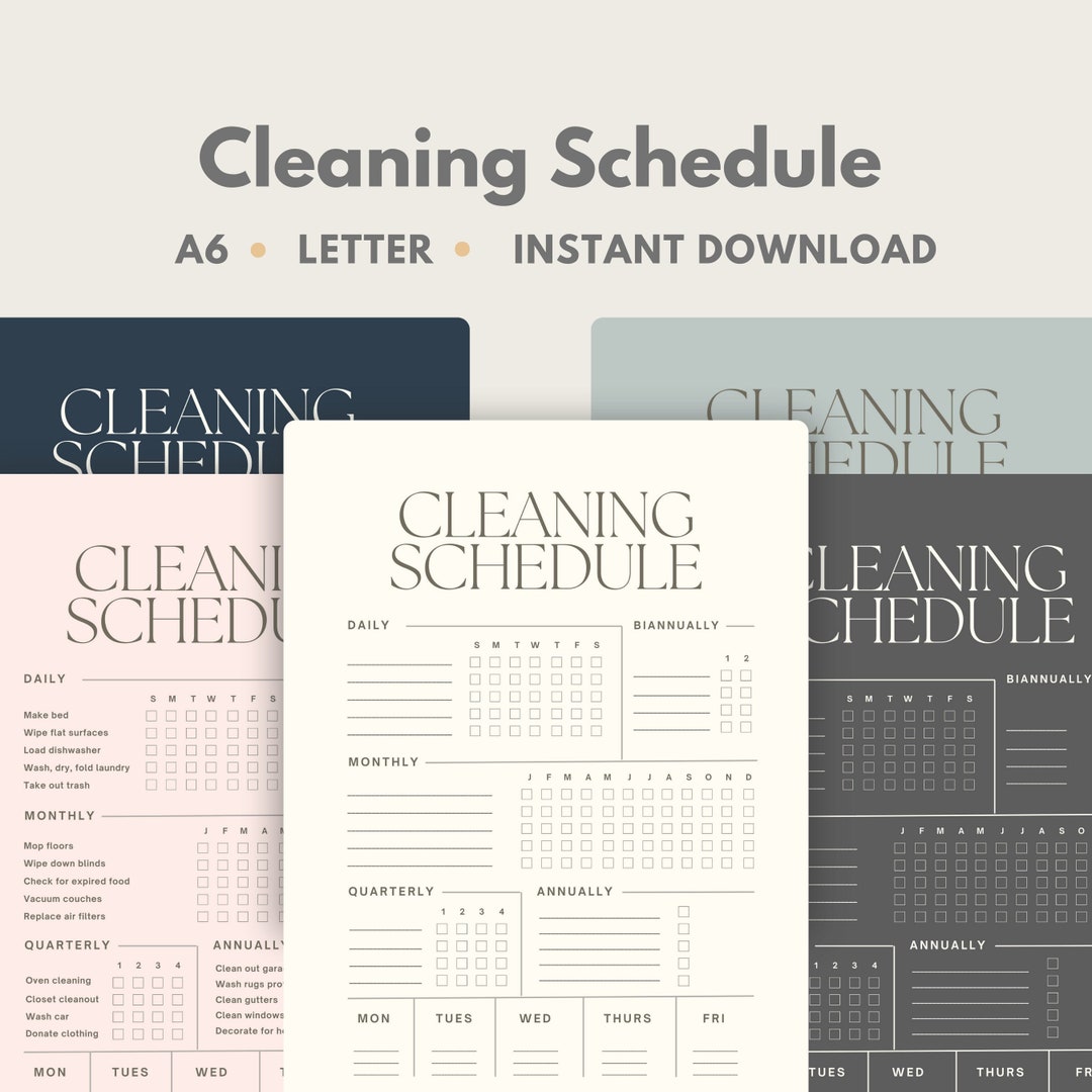 Cleaning Schedule - 6 Colors - Instant Download - Cleaning Checklist ...