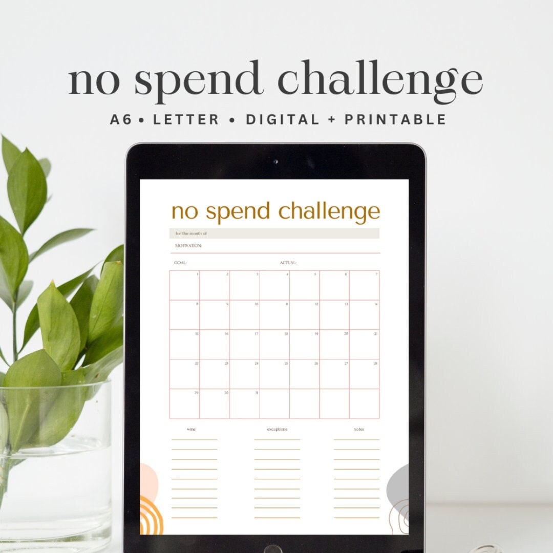 Aesthetic No Spend Month Tracker - No Spend Challenge - Savings ...
