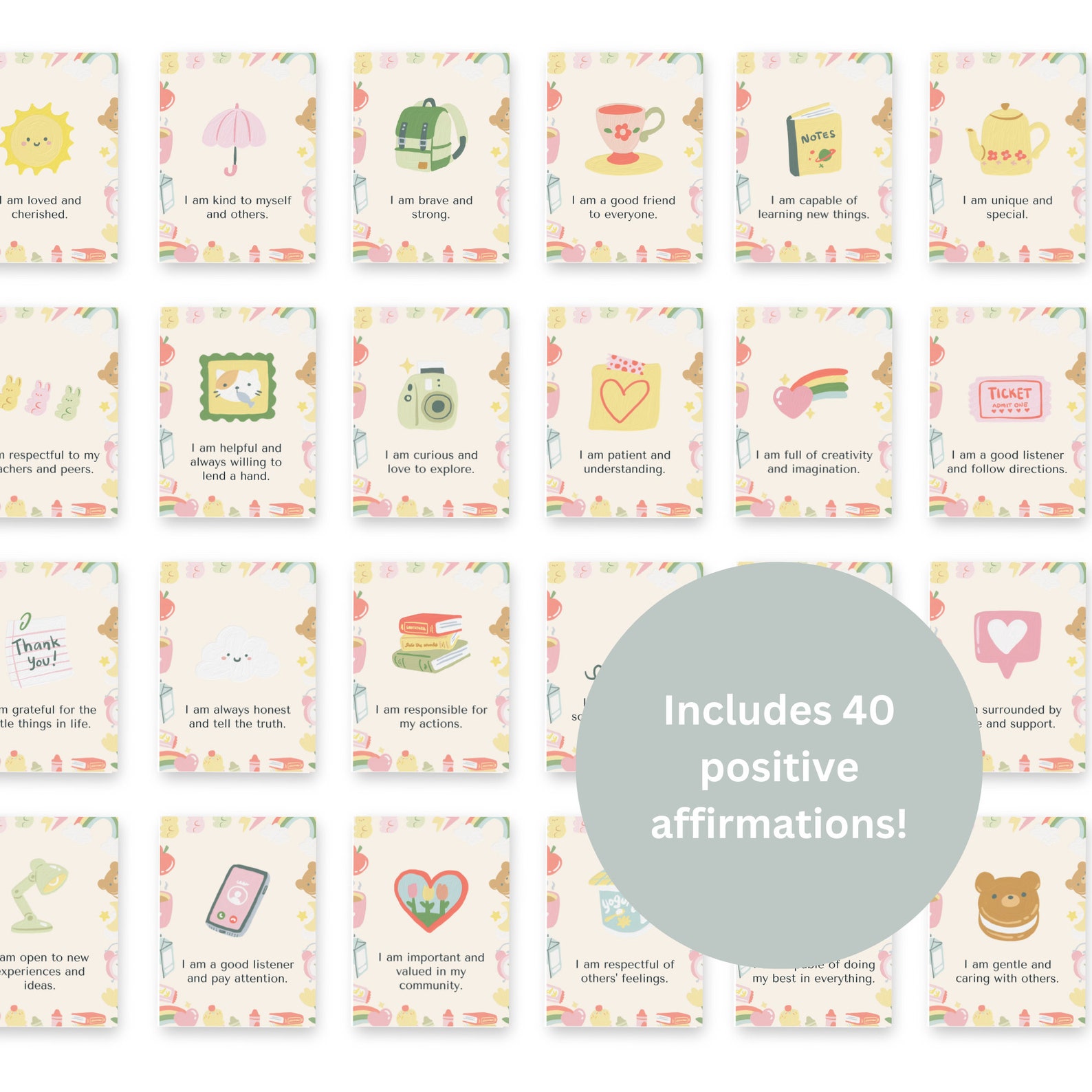 Printable Kids Affirmations, Kids Affirmation Cards, Positive ...