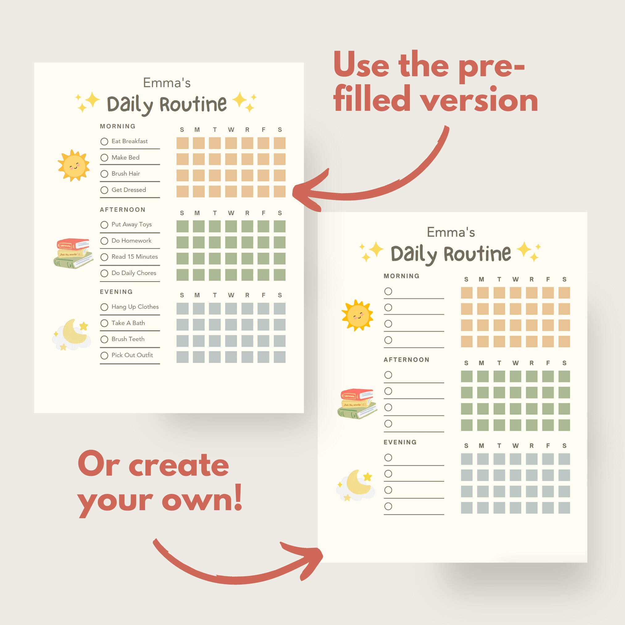 Kids Daily Routine - Instant Download, Printable Kids Chart, Kids ...