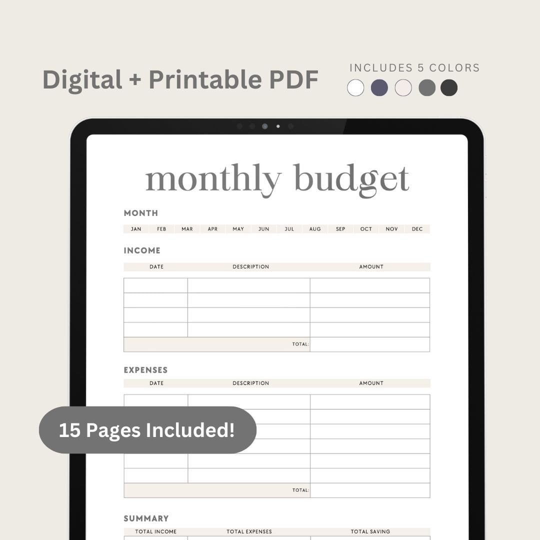 ULTIMATE Monthly Budget Template - 5 Colors - Editable - 2023 ...