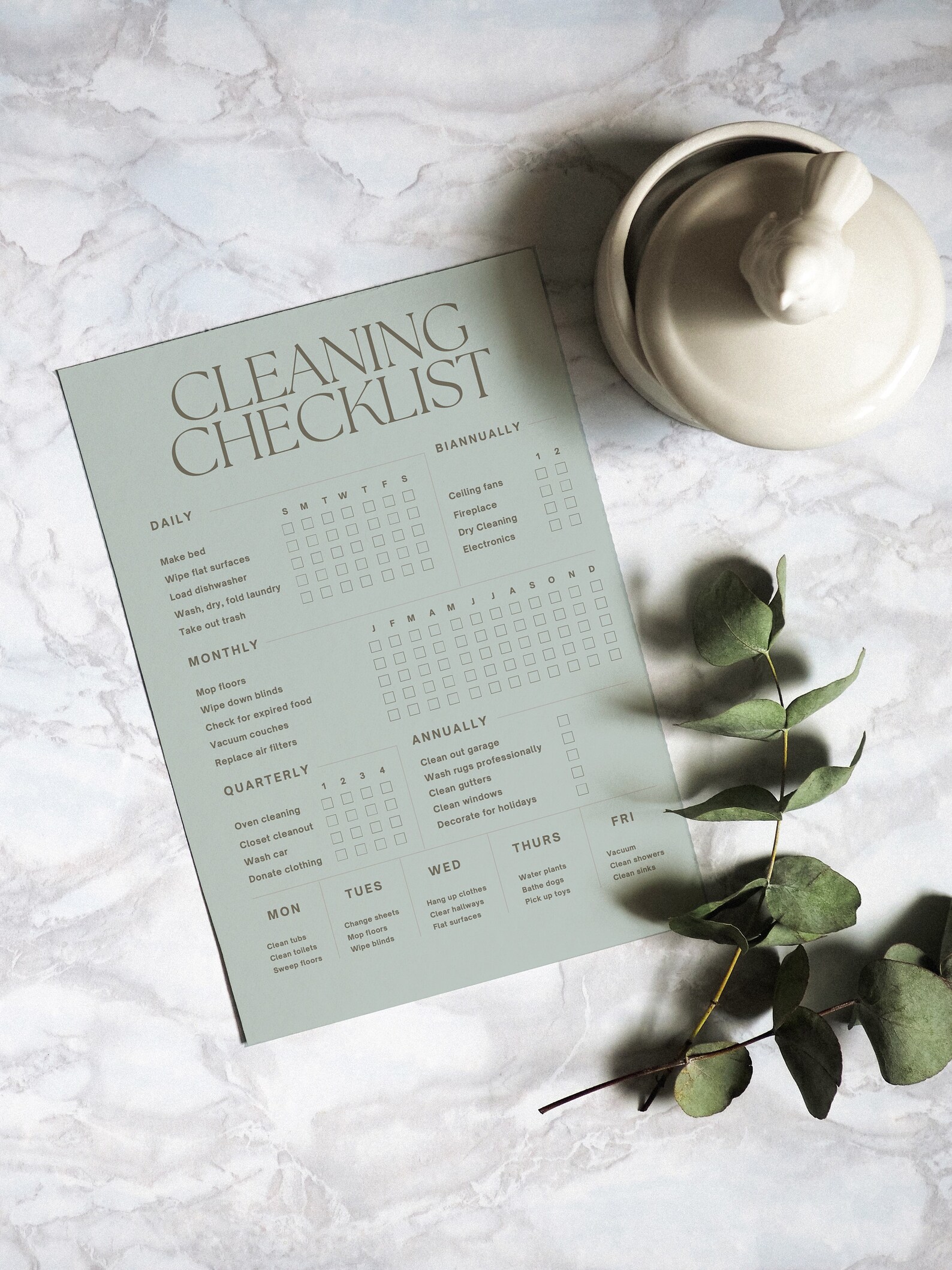 ULTIMATE Cleaning Checklist - 6 Colors - Canva Editable - Cleaning ...