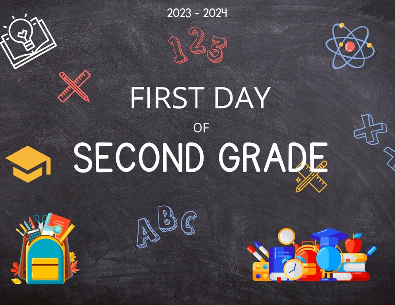 Printable First Day of Second Grade Sign - Etsy