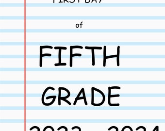 Minimalist Modern First Day of 5th Grade Printable Sign, Fifth Grade ...