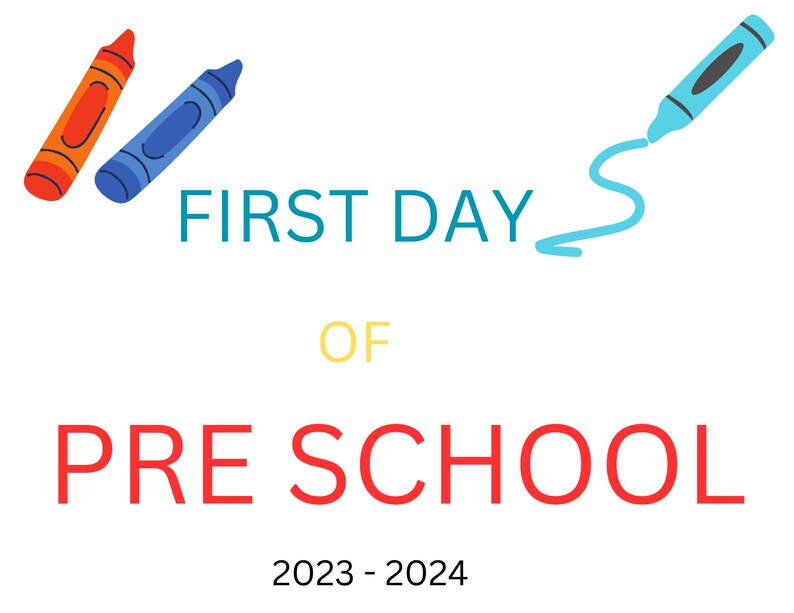 First Day of Pre School Printable - Etsy