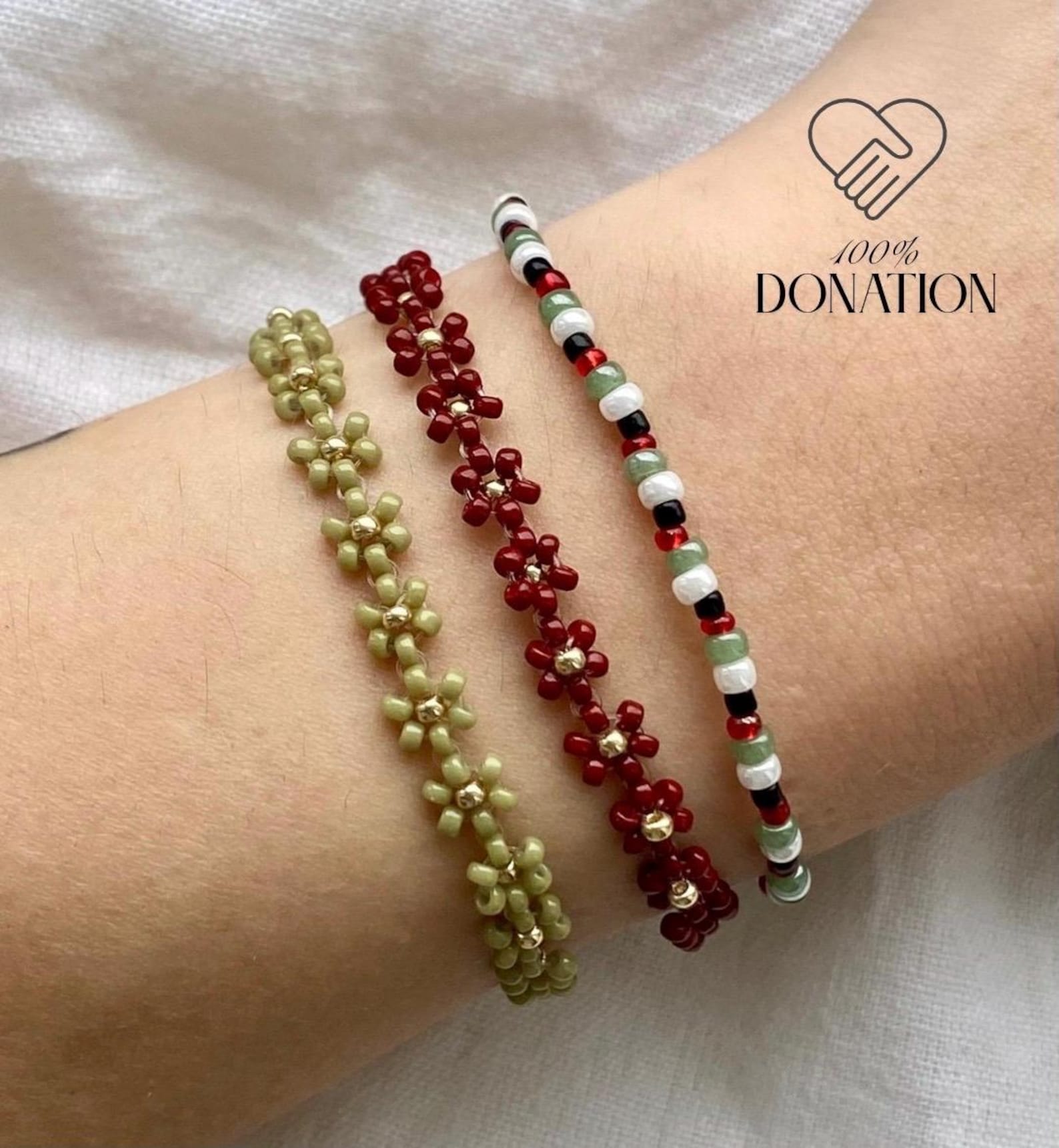 100% Donation to Hunger Relief for Palestine- Floral or Beaded Bracelet ...
