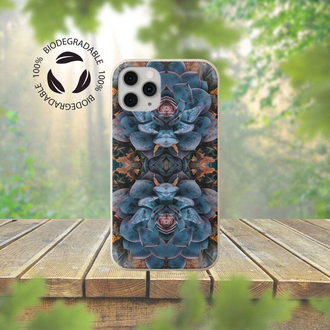 Symmetrical Succulents Biodegradable Phone Case | iPhone 11-15, Samsung ...