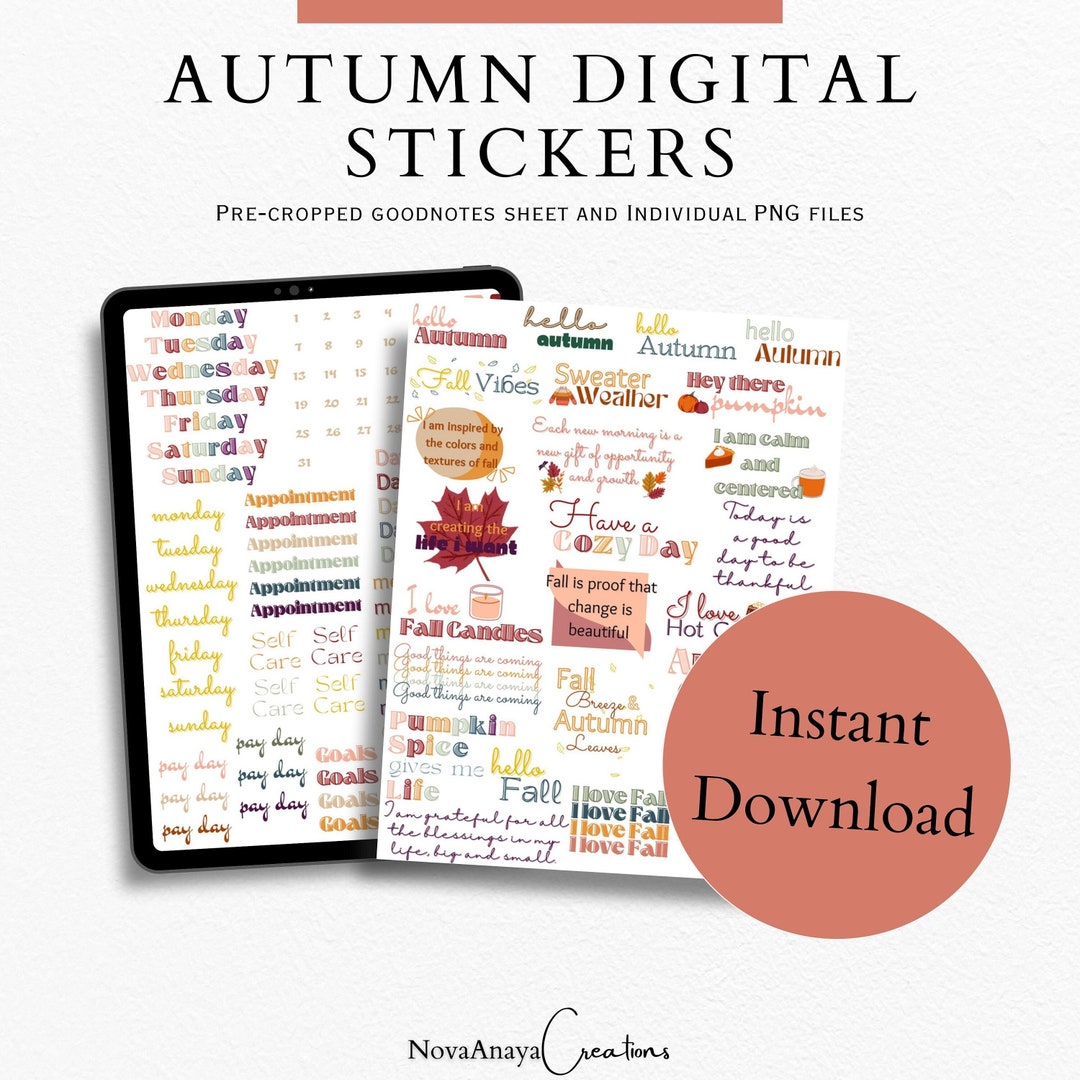Autumn Digital Stickers Fall Stickers for Planner Cute Fall Sticker ...