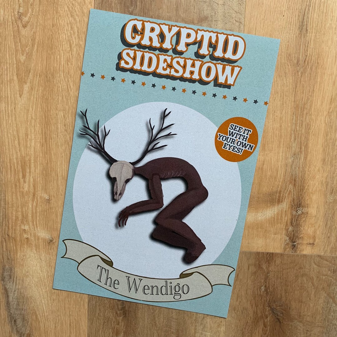 Cryptid Sideshow Wendigo Poster cryptozoology Circus Vintage 11x17 Inch - Etsy