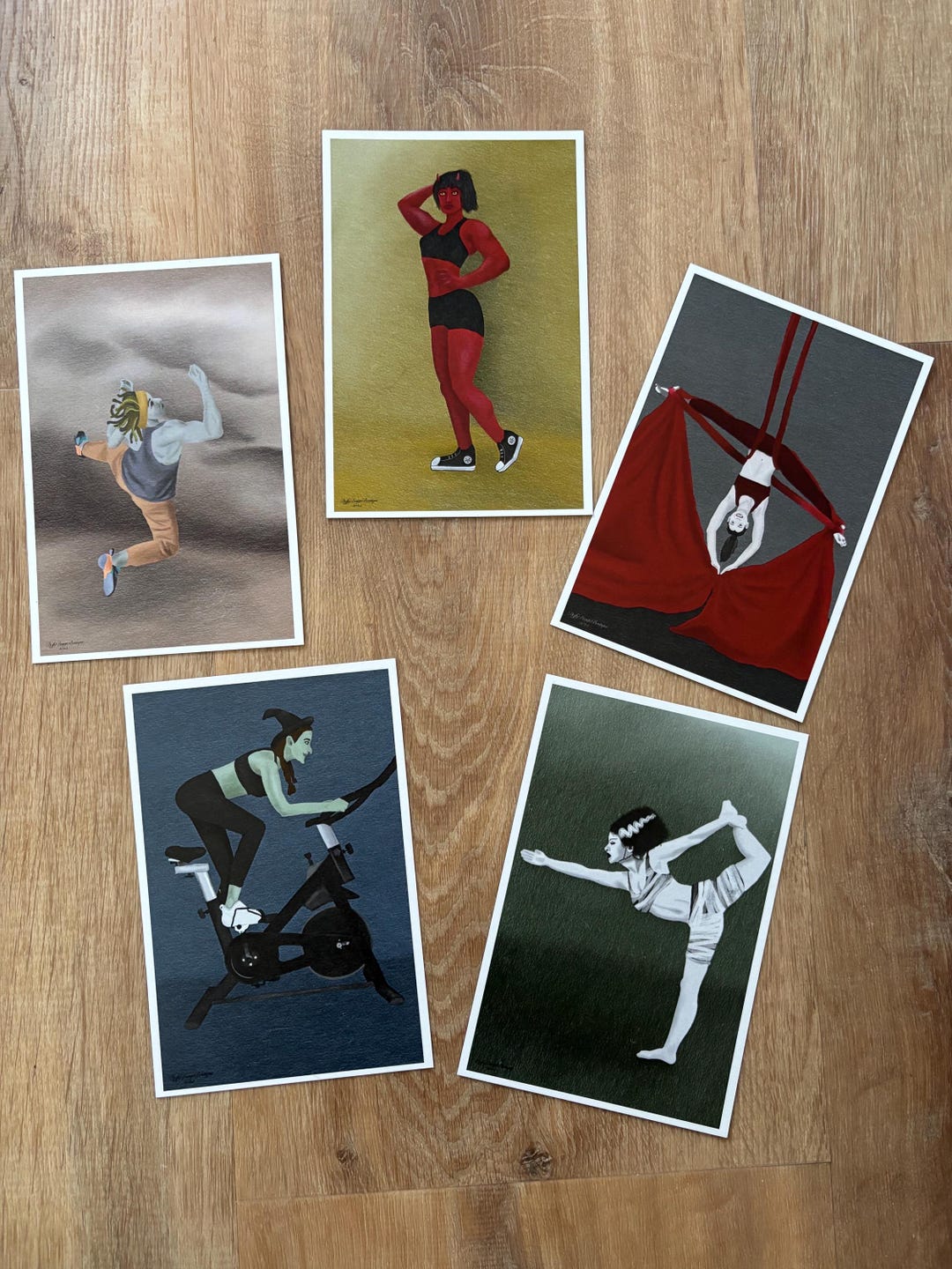 Women of Horror Exercising Art Print Set | Vampire, Demon , Medusa ...