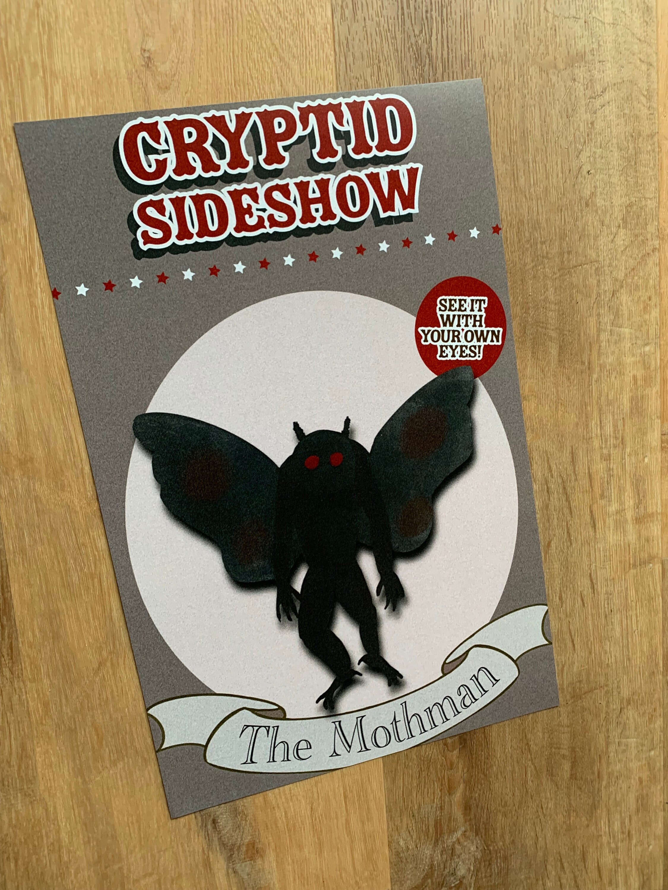Cryptid Sideshow Mothman Poster cryptozoology Circus Vintage 11x17 Inch ...