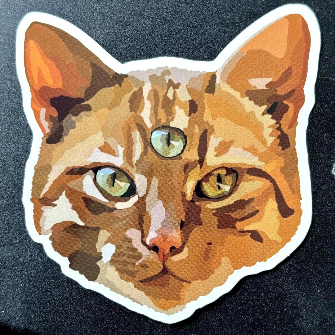 Third Eye Cat Sticker | Orange Cat | Alien Kitty | Spiritual ...
