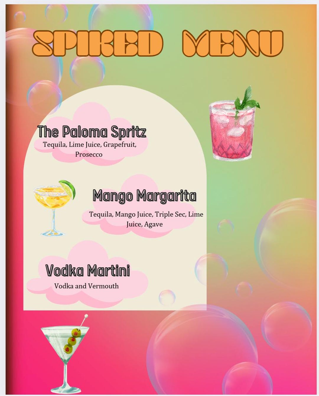 Customizable Drink Menu - Etsy