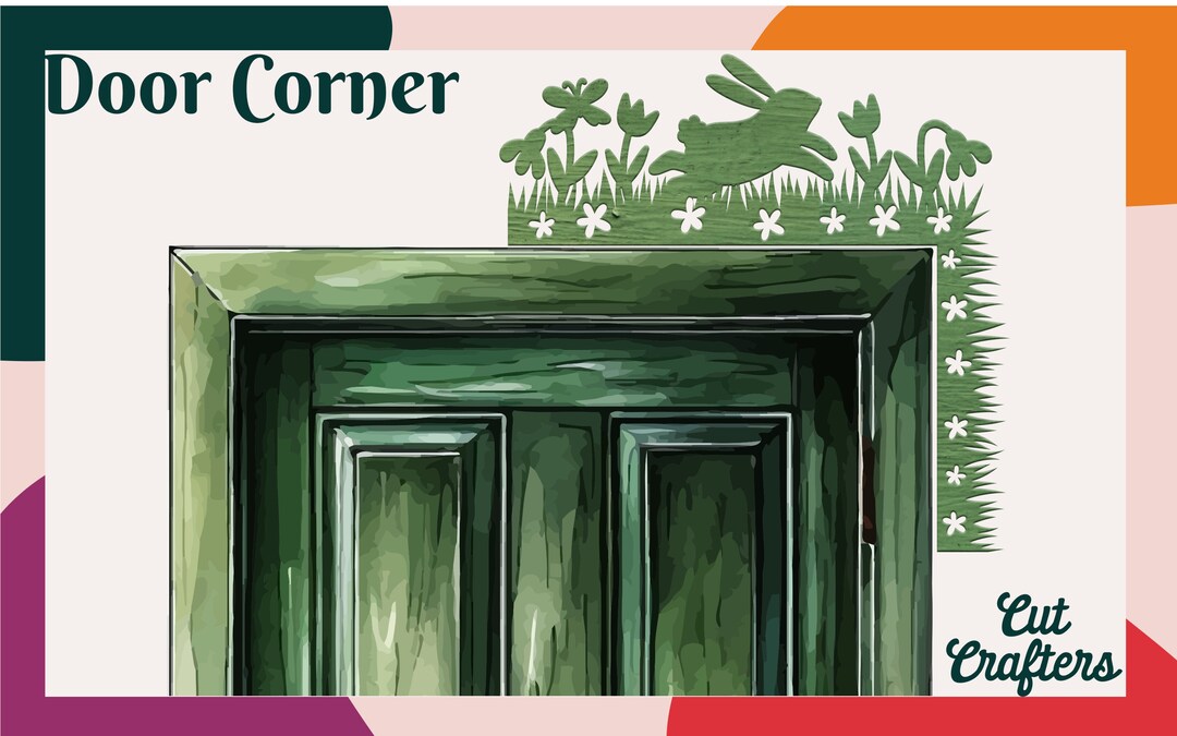 Easter Bunny Door Corner SVG - Door Trim - Easter Spring Flowers Decor ...