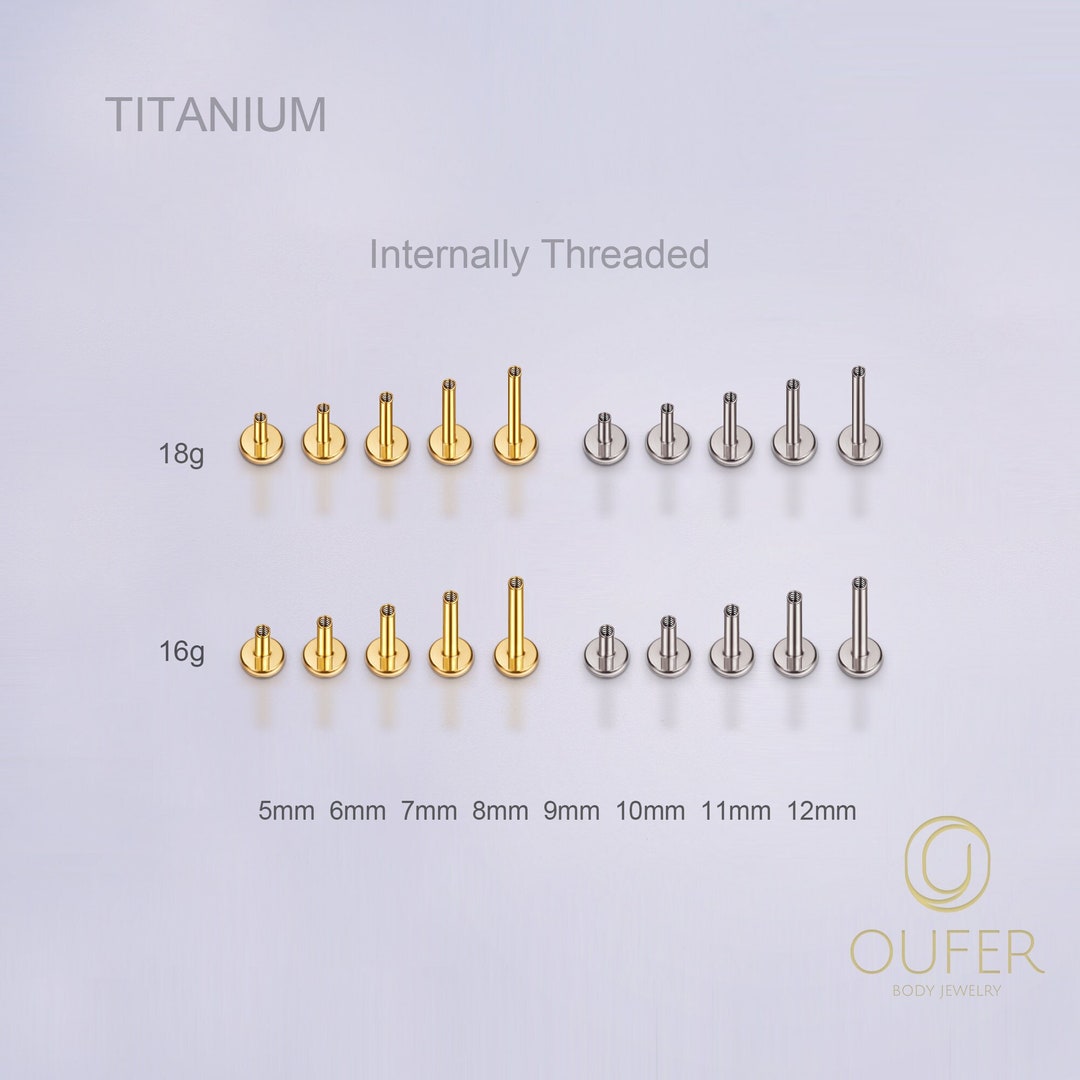 16G 18G Internally Threaded Titanium Posts/flat Back Earring Silver ...