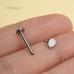 THREADLESS Tiny Disc Push Pin Flat Back 16G/18G/20G Labret Stud,implant ...