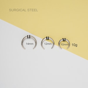 Cresent Horseshoe Pincher Septum Ring 16g,14g,12g,10g,8g/steel Ear Weights/plugs Stretchers ...