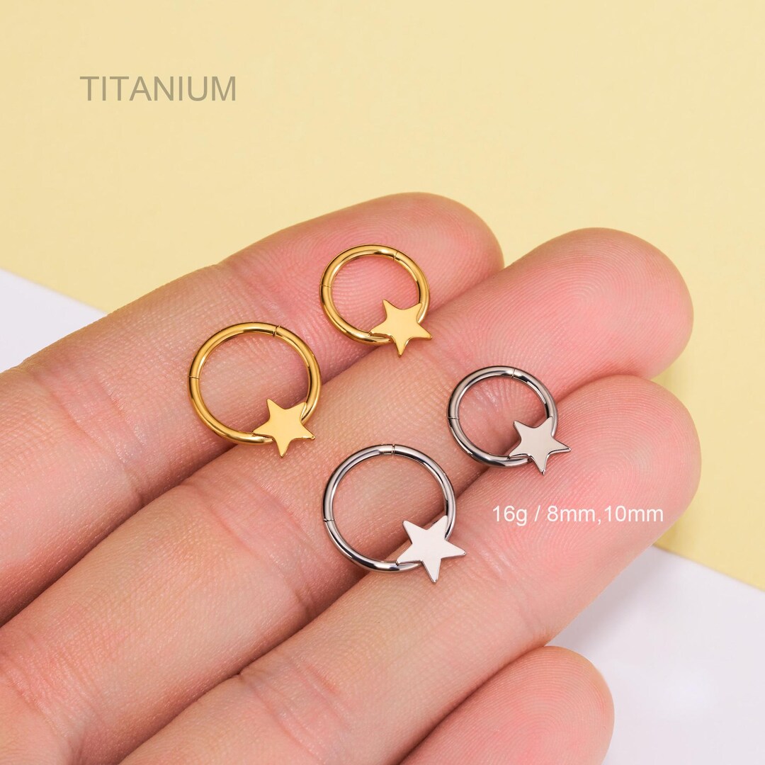 16G Titanium Star Septum Clicker/nose Septum Ring/septum Jewelry/daith ...