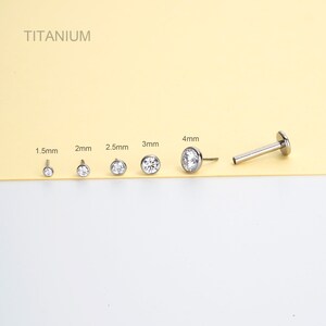 THREADLESS Push Pin Flat Back 16G/18G/20G Labret Stud,implant Titanium ...