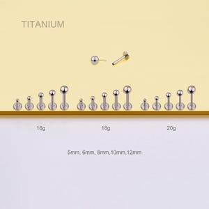 THREADLESS Push Pin Flat Back 16G/18G/20G Labret Stud,implant Titanium ...