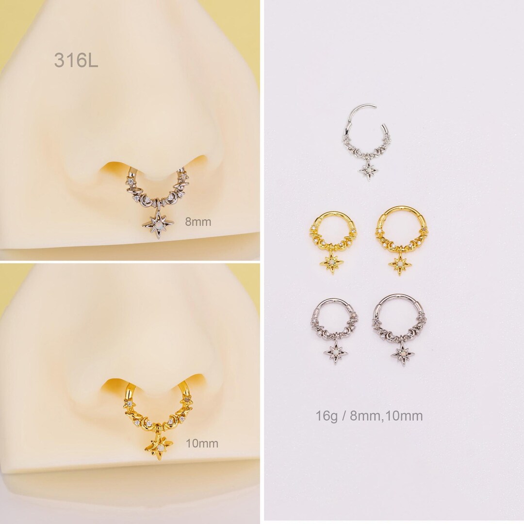 16G Hexagram Star Septum Hoop/minimalist Nose Septum Ring 8MM 10mm ...