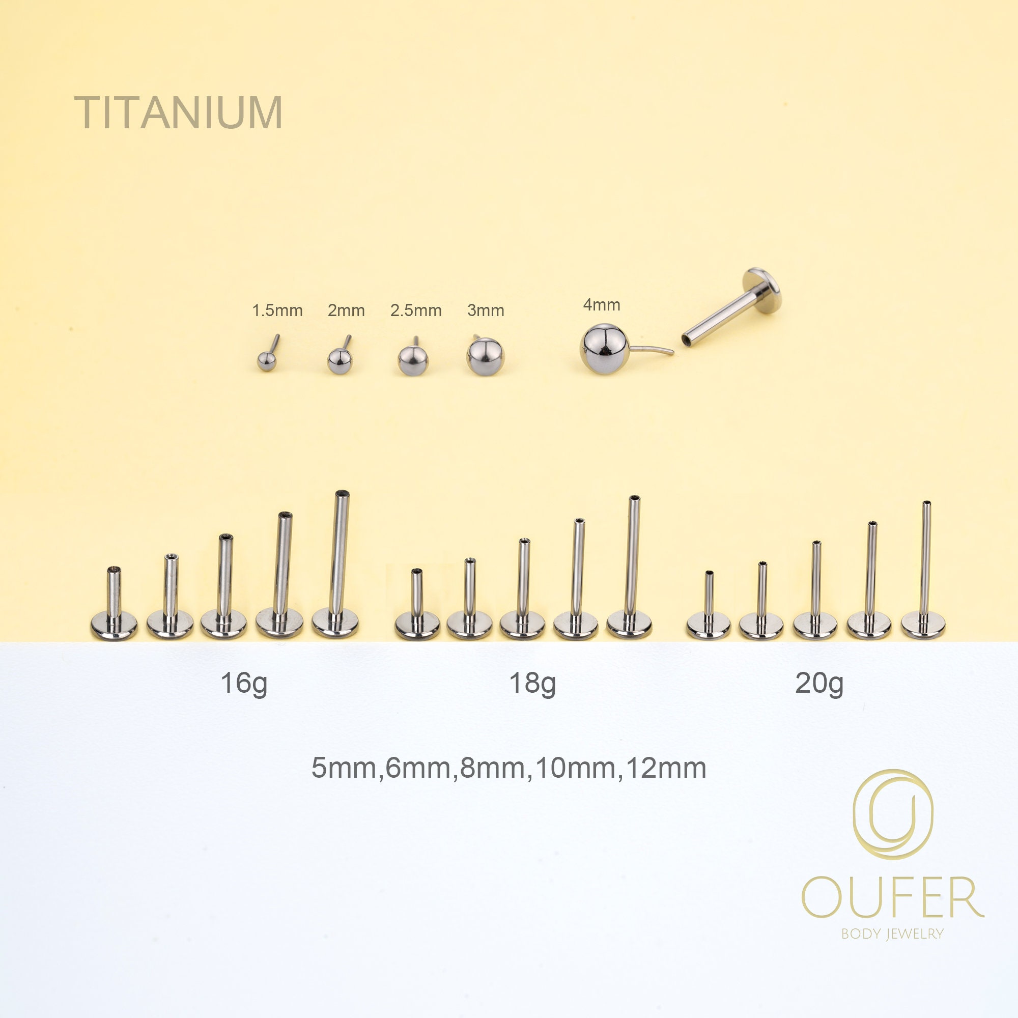 THREADLESS Push Pin Flat Back 16G/18G/20G Labret Studimplant - Etsy