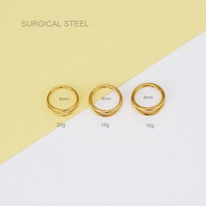 16G 18G 20G Gold Double Hoop Nose Ring/cartilage Hoop Earring/minimalist Hoop Clicker/septum ...