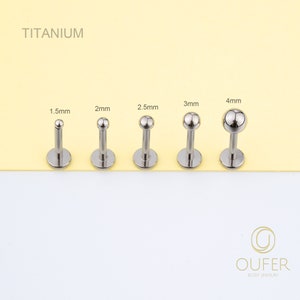 THREADLESS Push Pin Flat Back 16G/18G/20G Labret Stud,implant Titanium ...